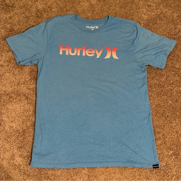 Hurley | Shirts | Hurley Light Blue And Red Logo Tee | Poshmark